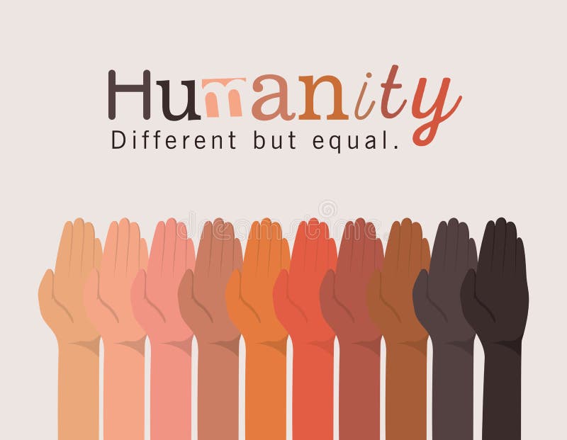 Humanity Different but Equal and Diversity Open Hands Up Vector Design ...