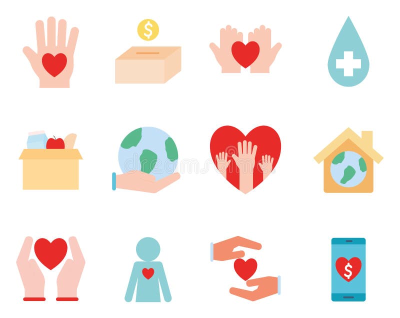 Humanity Help Flat Style Icon Set Vector Design Stock Vector ...