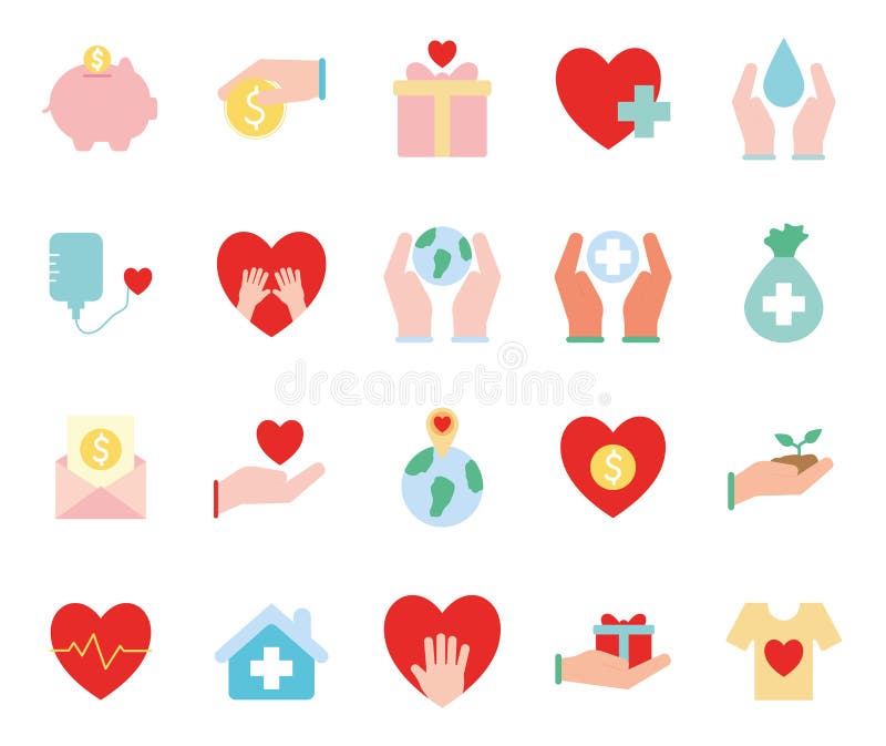 Humanity Help Flat Style Icon Set Vector Design Stock Vector ...