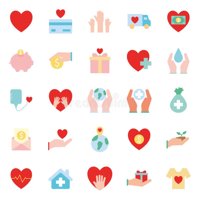 Humanity Help Flat Style Icon Set Vector Design Stock Vector ...