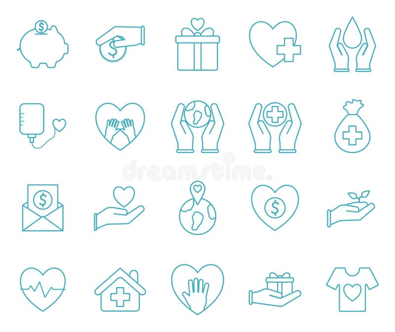 Humanity Help Line Style Icon Set Vector Design Stock Vector ...
