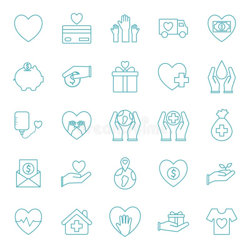 Humanity Help Line Style Icon Set Vector Design Stock Vector ...