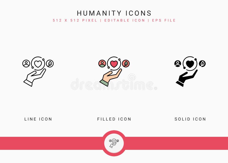 Humanity Icons Set Vector Illustration with Solid Icon Line Style ...