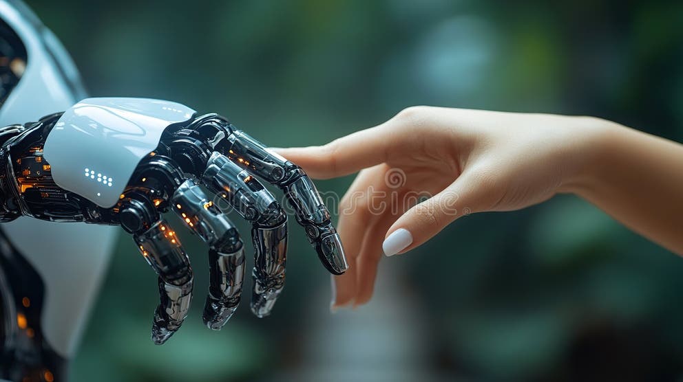 Humanity S Future: a Robot and a Human Hand Gently Touching ...