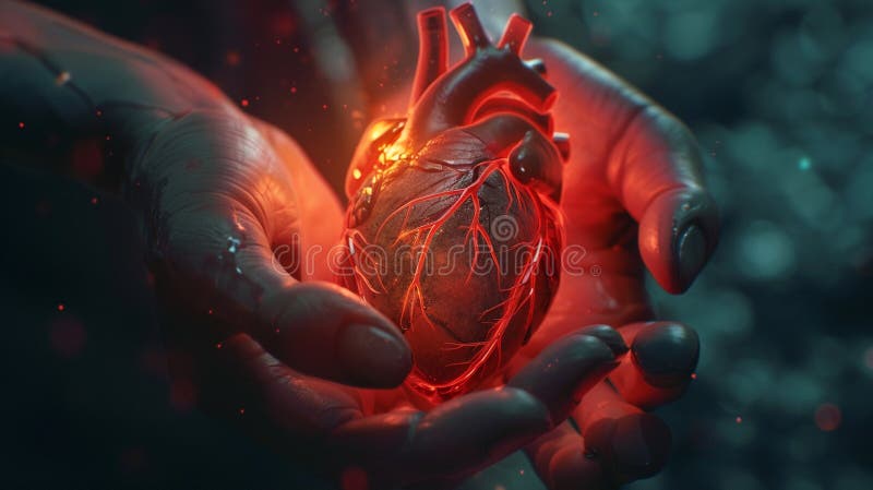 Humanity Touch, Heart in Hands, Closeup, Compassionate Lighting , 3D ...