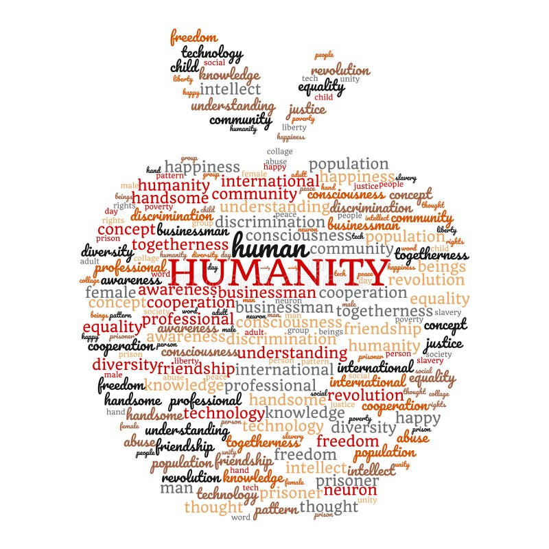 Humanity Word Cloud Concept with Apple Symbol Stock Vector ...