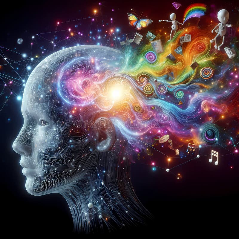 A Humanoid AI Mindscape, with Rainbow Colors, Artistic Creation of ...