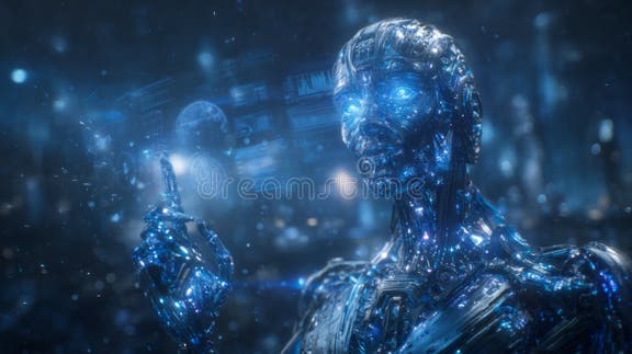Humanoid AI Robot with Translucent Skin and Visible Circuits ...