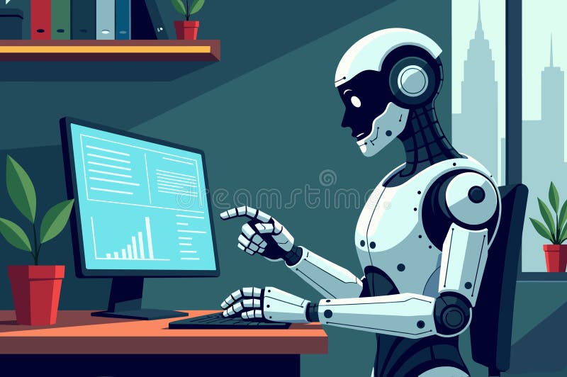 AI Robot Automating Business Processes in a High-tech Office Stock Vector - Illustration of ...