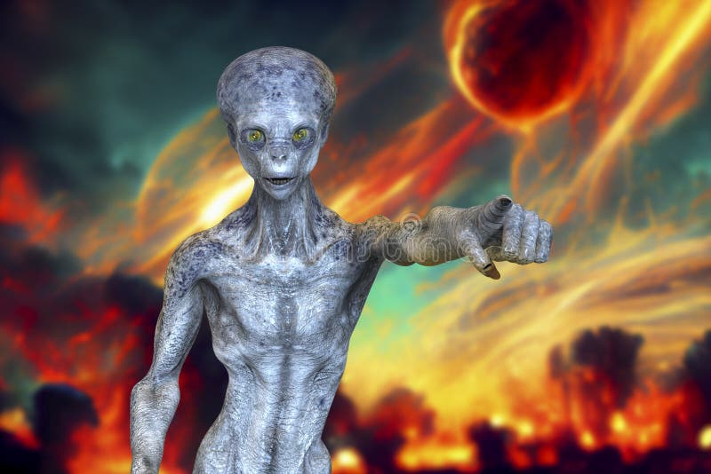 Humanoid Alien, 3D Illustration Stock Illustration - Illustration of ...