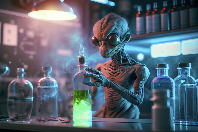 Humanoid Alien Working in Research Laboratory, Generative Ai ...