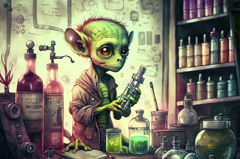 Humanoid Alien Working in Research Laboratory, Generative Ai ...