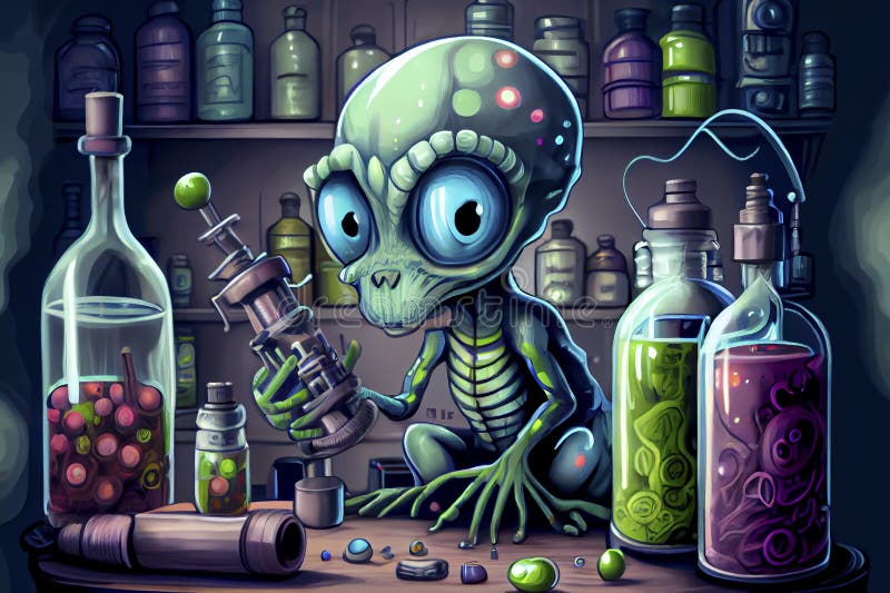 Humanoid Alien Working in Research Laboratory, Generative Ai ...