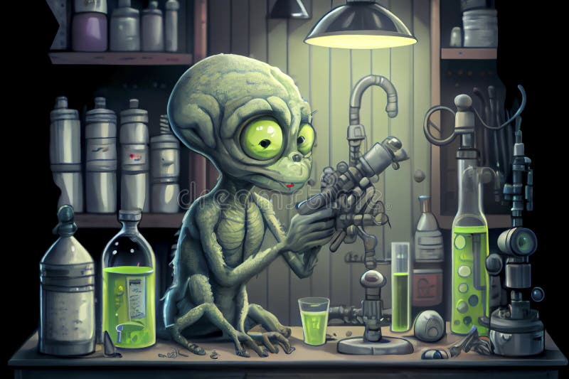 Humanoid Alien Working in Research Laboratory, Generative Ai ...