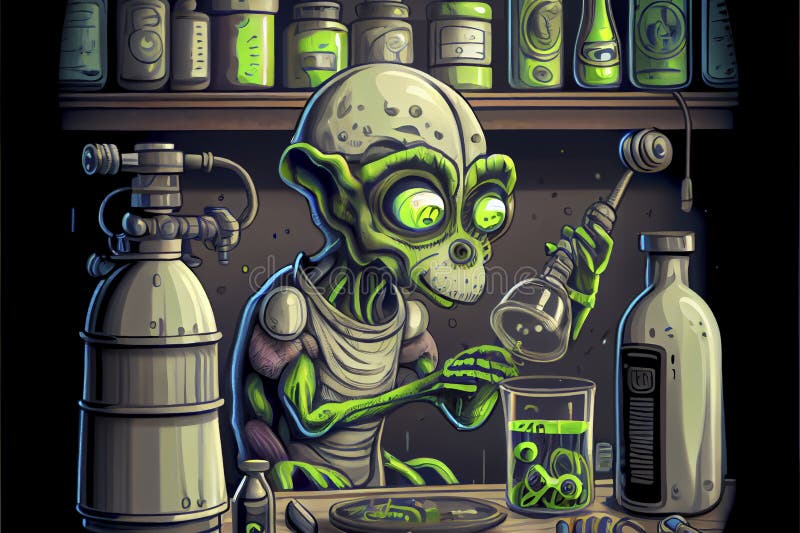 Humanoid Alien Working in Research Laboratory, Generative Ai ...
