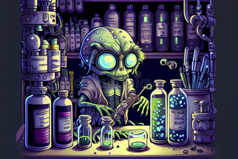 Humanoid Alien Working in Research Laboratory, Generative Ai ...