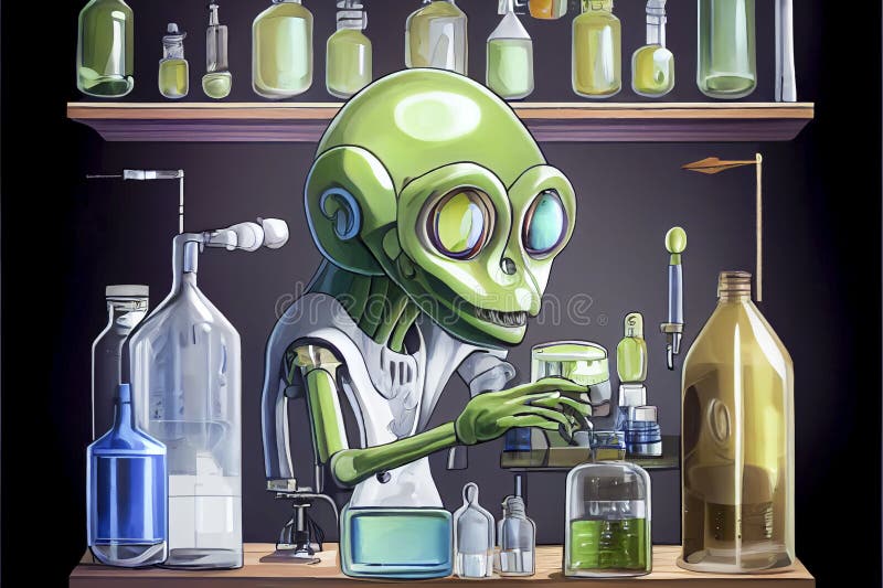 Humanoid Alien Working in Research Laboratory, Generative Ai ...