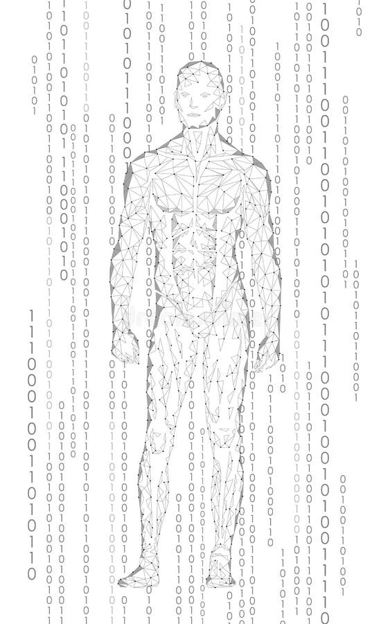 Humanoid Android Man Standing Cyberspace Binary Code. Robot Artificial ...
