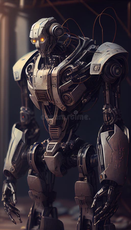 Humanoid Android Mechanical Robot. Bot. AI Generative Content Stock ...