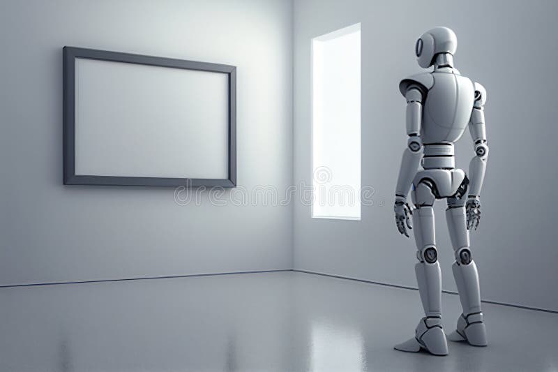 Humanoid Android Robot Thinking of a Creative Machine Learning Idea for ...