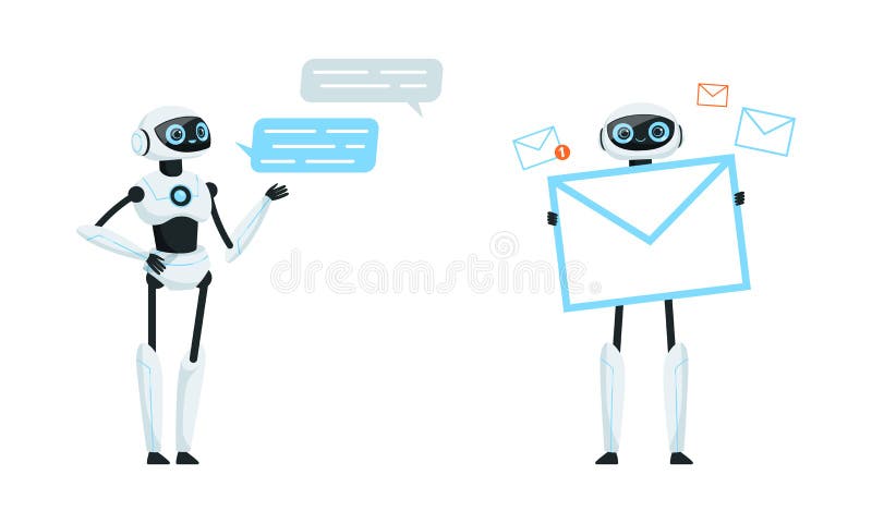 Humanoid Androids Set. Robot and Artificial Intelligence Cartoon Vector ...