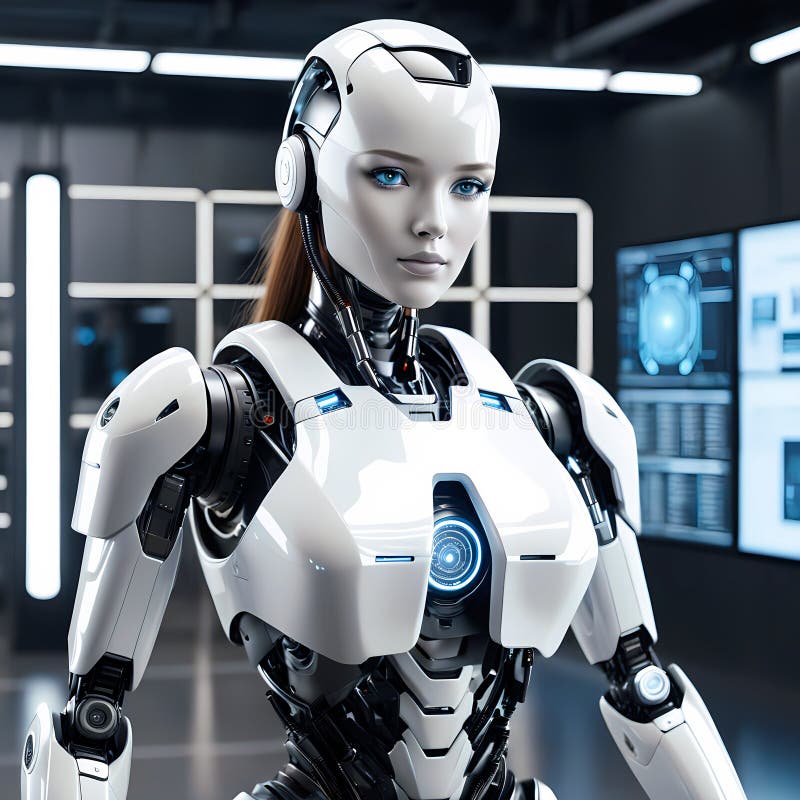 Humanoid Artificial Intelligence Technology. Robot Woman with Artificial Intelligence and ...