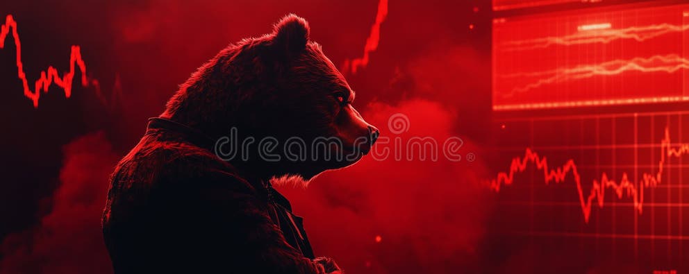 Humanoid Bear Contemplates in a Red-lit Environment Surrounded by ...