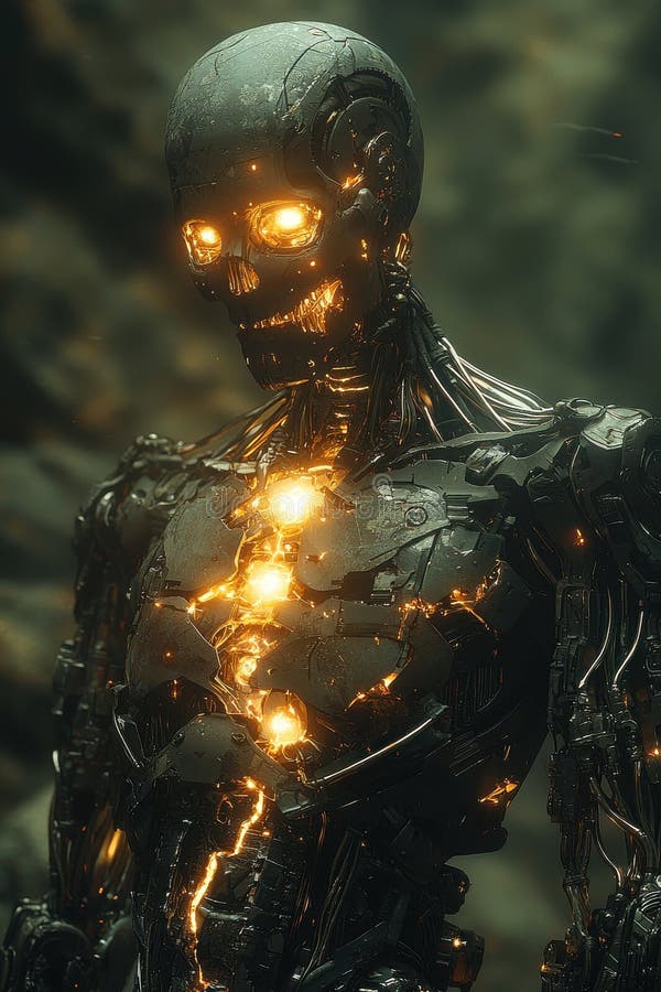 Humanoid Biomechanical Titan with Exposed Cybernetic Features and ...