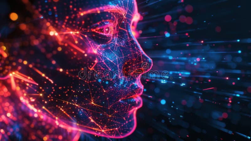 A Humanoid with Bright Neon Lighting. Stock Image - Image of science ...