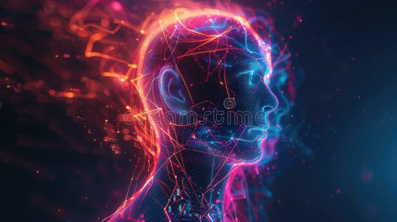 A Humanoid with Bright Neon Lighting. Stock Image - Image of bright ...