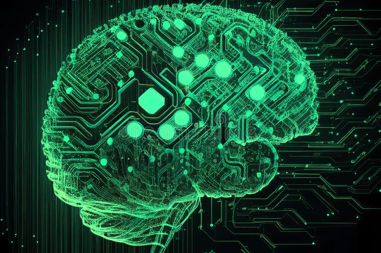 Humanoid Cyber Girl with a Neural Network Thinks. Artificial ...