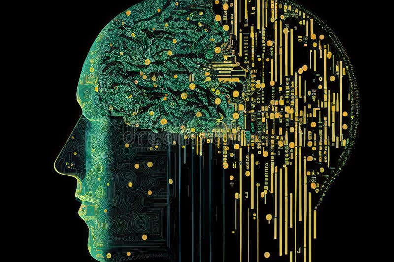 Humanoid Cyber Girl with a Neural Network Thinks. Artificial ...