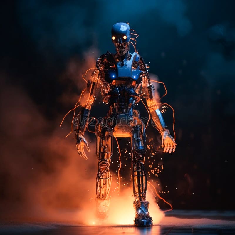 Humanoid Cybernetic Robot with Metal Mechanisms and Muscles Stock ...