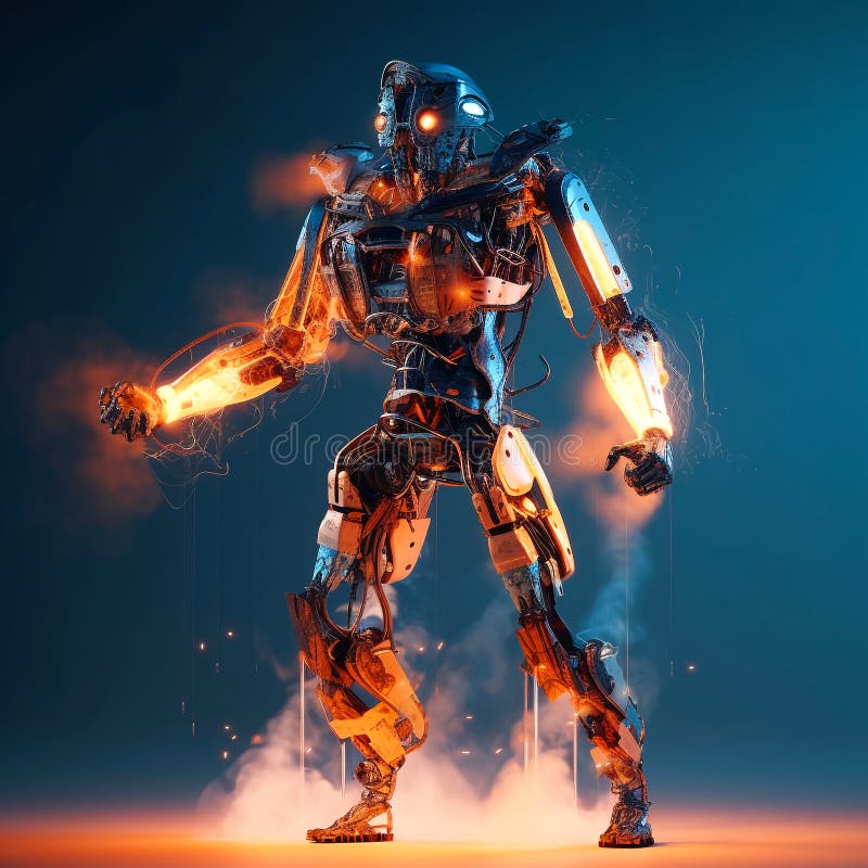 Humanoid Cybernetic Robot with Metal Mechanisms and Muscles Stock ...