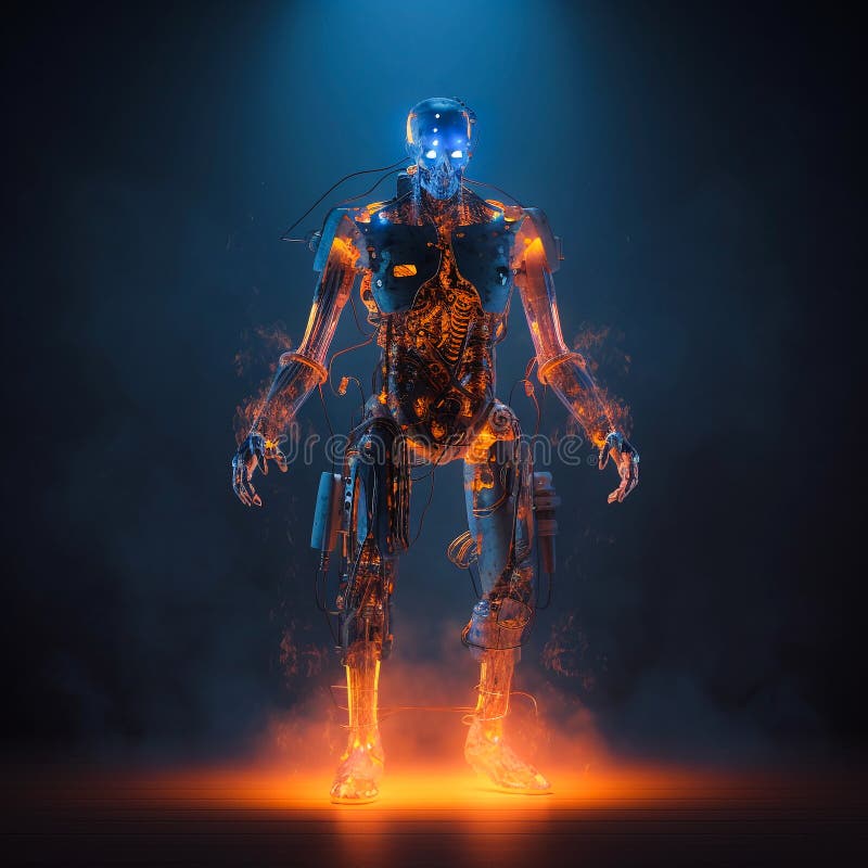 Humanoid Cybernetic Robot with Metal Mechanisms and Muscles Stock ...