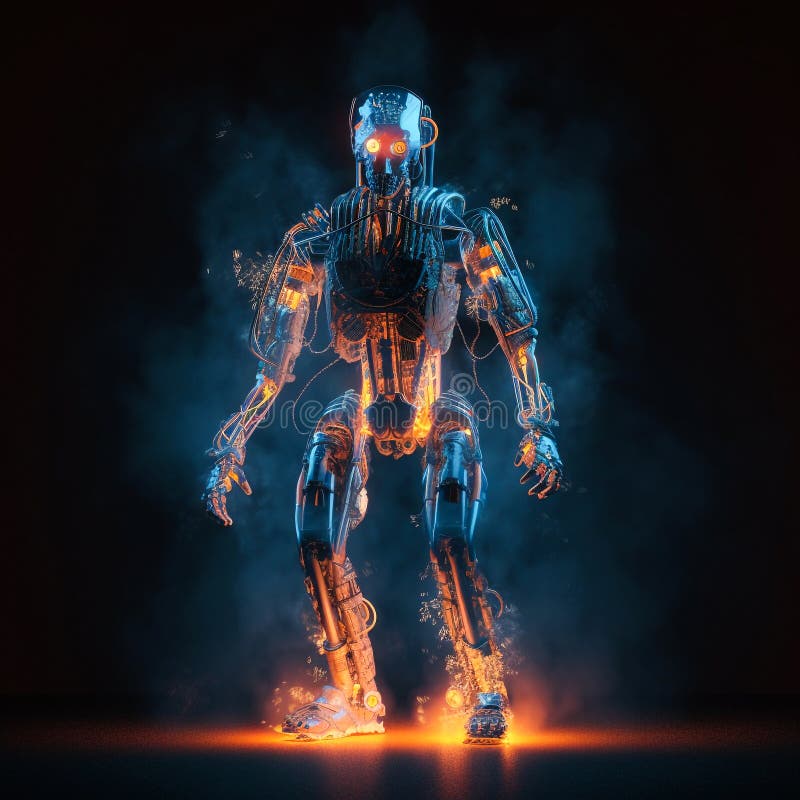 Humanoid Cybernetic Robot with Metal Mechanisms and Muscles Stock ...