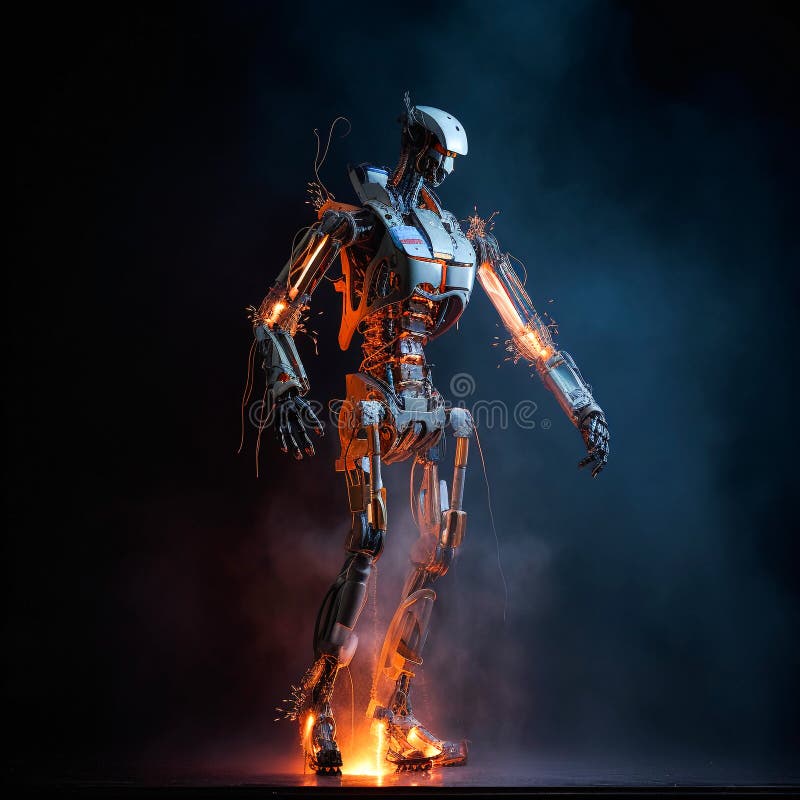 Humanoid Cybernetic Robot with Metal Mechanisms and Muscles Stock ...