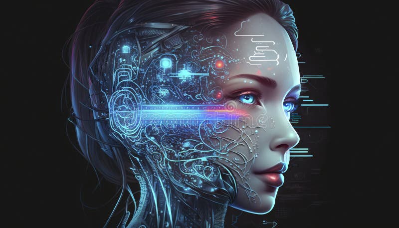 Humanoid Cyborg. Generative AI Stock Illustration - Illustration of ...