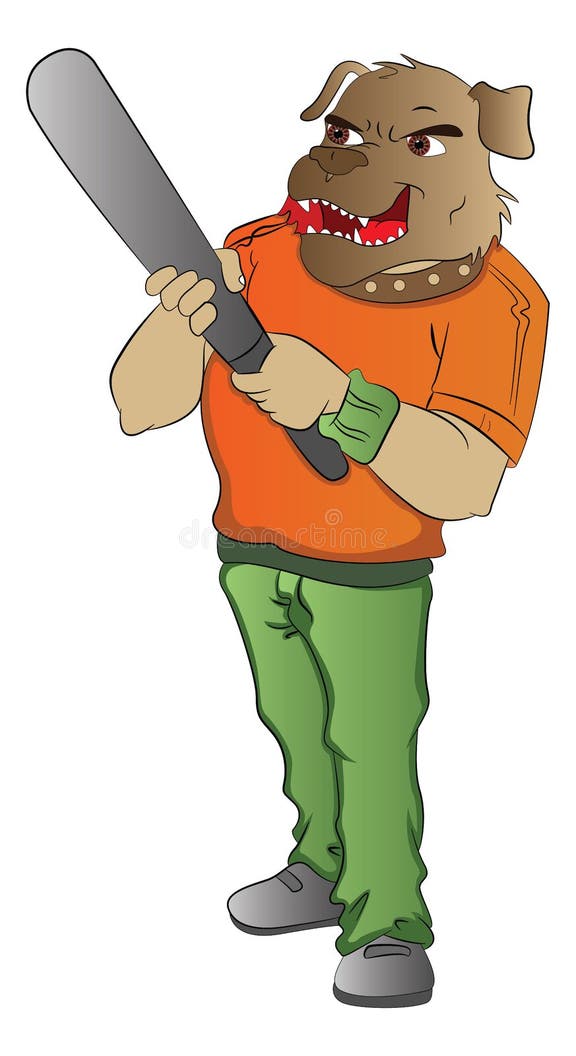 Humanoid Dog with a Baseball Bat, Illustration Stock Vector ...