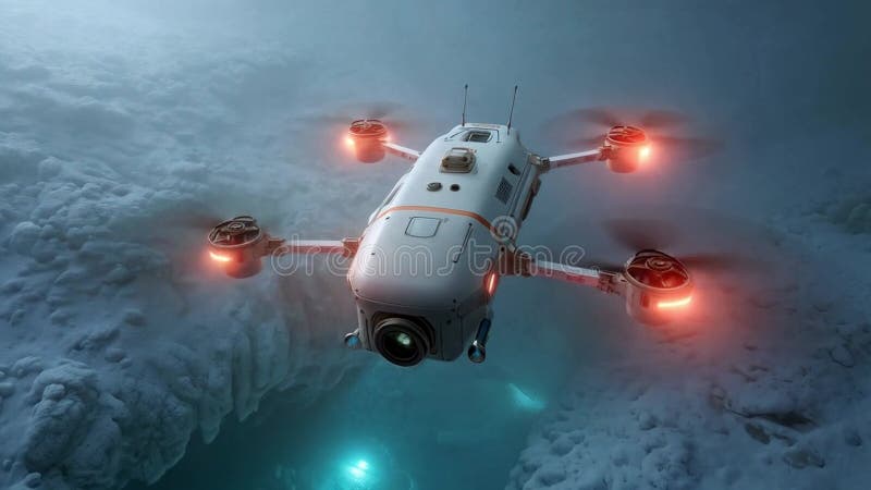 Humanoid Explorer Drone Conducts Technology Analysis in Icy Outer Space ...