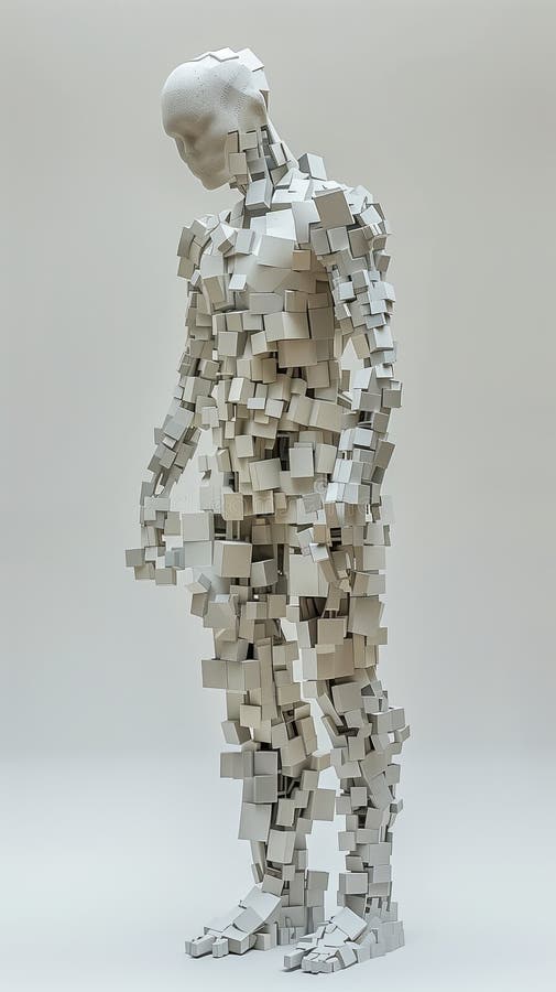 Humanoid Figure Composed Entirely of Cubes Stock Illustration ...