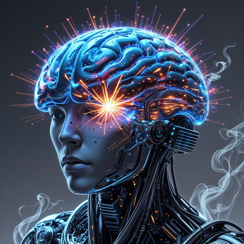 A Humanoid Figure with a Glowing Brain Symbolizes the Intersection of ...