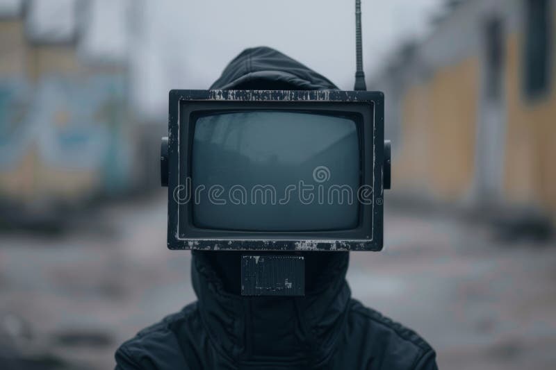 Humanoid Figure with Static Tv Screen Face Symbolizing Alexithymia and ...