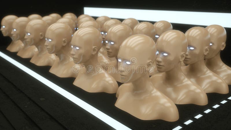 Humanoid Figures and Sicifi Scene Stock Illustration - Illustration of ...