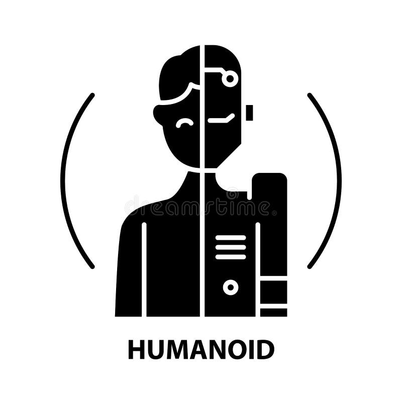 Humanoid Icon, Black Vector Sign with Editable Strokes, Concept ...