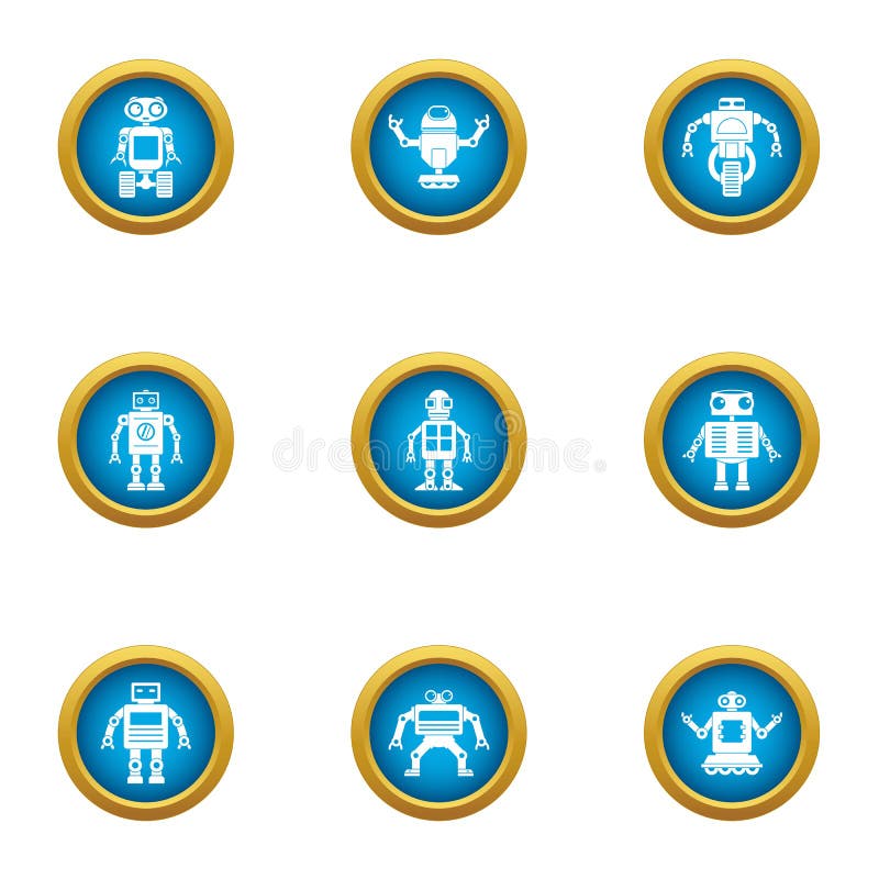 Humanoid Robot Icons 9 Set Stock Illustrations – 48 Humanoid Robot ...