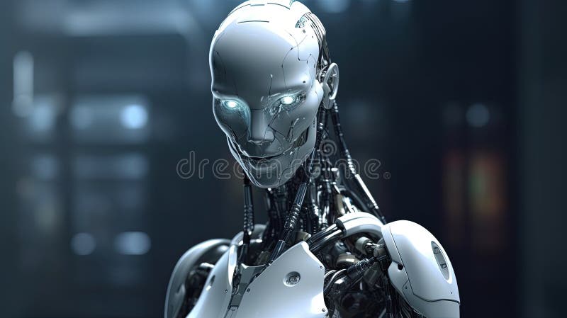 Humanoid Machine Designed, Digital Art Illustration, Generative AI ...
