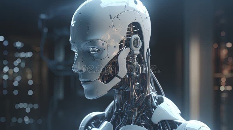 Humanoid Machine Designed, Digital Art Illustration, Generative AI ...