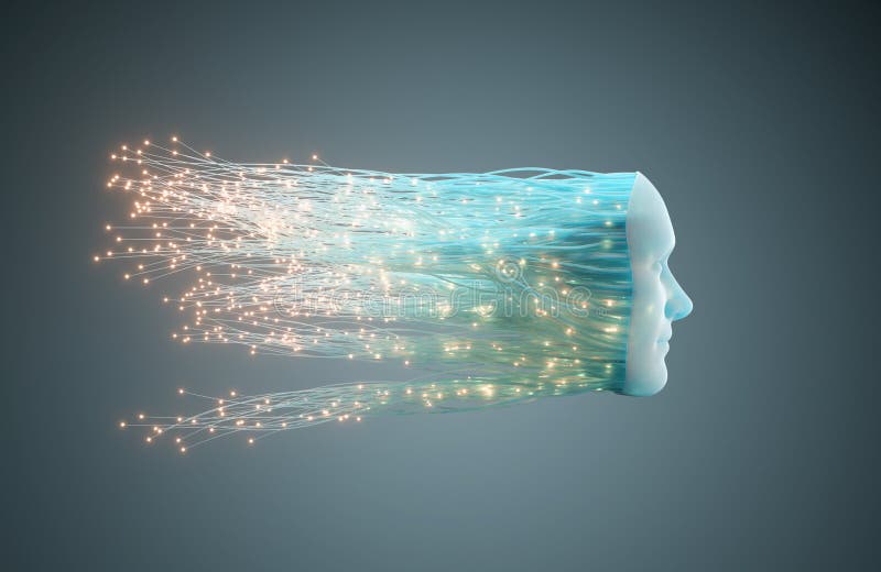 Humanoid Profile with Bright Wires Behind. Artificial Intelligence and ... Humanoid Profile with Bright Wires Behind. Artificial Intelligence and ...
