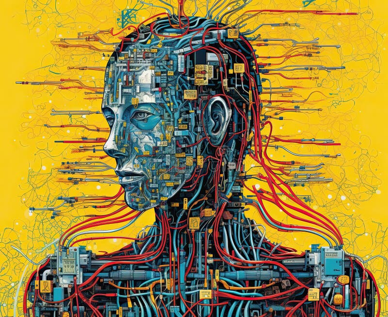 Humanoid Robot, on an Abstract Background of Science and Technology ...